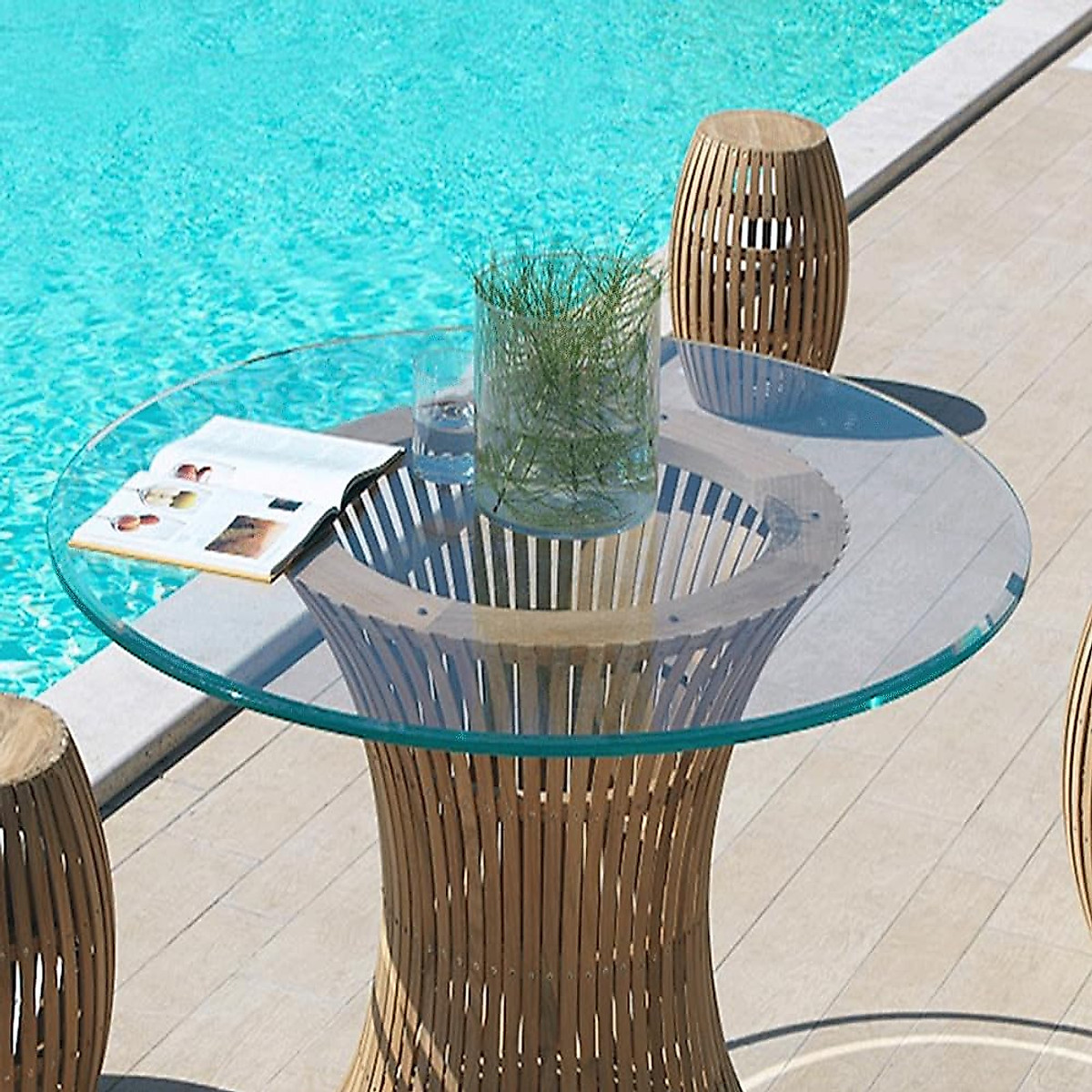 Dulles Glass 24" Round Glass Table Top - Tempered- 1/2" Thick - Bevel Polished Glass