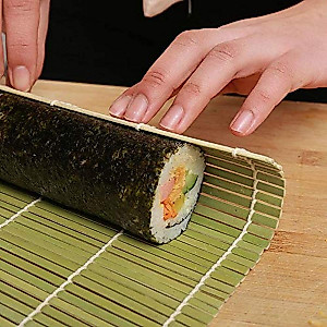 JapanBargain 3987, Set of 6 Bamboo Sushi Rolling Mats Sushi Roller Sushi Mat Sushi Maker Kit, Flat and Round Bamboo Mats, 9-1/2 Inches