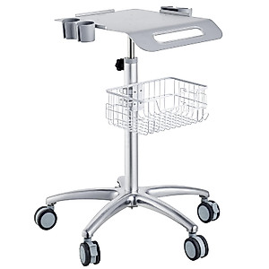VEVOR Medical Cart Mobile Trolley Cart with Wheels 29.5"-41.3" Height Adjustable Stainless Steel Dental Cart Rolling Desktop Lab Cart with 16.5"× 15.7" Large Tabletop