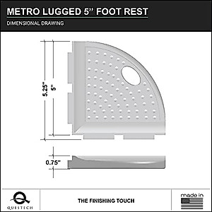 Questech Décor 8 Inch Corner Shower Shelf and 5 Inch Shower Caddy Foot Rest, Metro Lugged Back for New Construction, Mounted Bathroom Shower Organizer, Cool Gray
