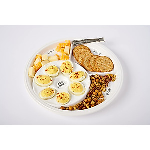 Mud Pie Circa Appetizer and Deviled Egg Platter Set, White, Dish 12" Dia | Tongs 4.5"