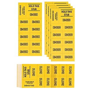 250 Sheet 10 Number Chinese Auction Ticket Sheets Yellow Serial Numbering Penny Auctions Raffle Ticket Silent Auctions Fundraiser Ticket Raffle Tags Numbered Differently for Raffles Auction