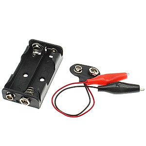 LBTODH 2Sets 2X 1.5V Battery Holder with T Type Wired Battery Alligator Clip Standard Snap Connector kit 3V Thicken Plastic Battery Case
