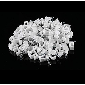 200pcs 6mm Cable Clips Flat Ethernet Cable Wire Clips Single Coaxial Cable Clamp with Steel Nails Best for Ethernet Cable Management (6mm)
