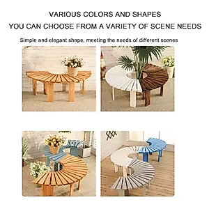 Outdoor Courtyard Bench Wooden Curved Benches Round Park Bench Outdoor Furniture,Solid Wood ​Slatted Seat Fan-Shaped Bench,Garden Tree Bench Backless Bench Patio Half Round Tree Bench Lounge Seating