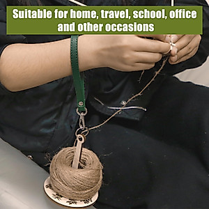 Wrist Yarn Holder, Portable Wrist Yarn Ball Minder Stand with Leather Wristband Wooden Twizzling Yarn Organizer Storage Knitting Supplies Crocheting Gift for Craft Lover (Green)