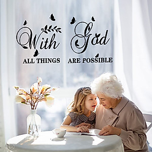 with God All Things are Possible Wall Stickers Inspirational Wall Decal Vinyl Wall Decals Motivational Office Decor Quote Wall Art Vinyl Wall Decal Living Bed Room School Words Saying