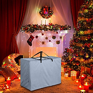 Orqihod Patio Furniture Seat Cushions Storage Bag with View Window, Dustproof Outdoor Cover and Cushion Storage, Lightweight, Grey, 40 x 28 x 18 in, Easy to Carry