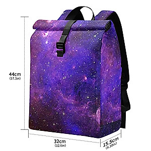 JHKKU Starry Sky Roll Top Backpack Laptop Work Travel College backpack Waterproof Anti Theft for Men Women Fits 15.6 Inch Laptop