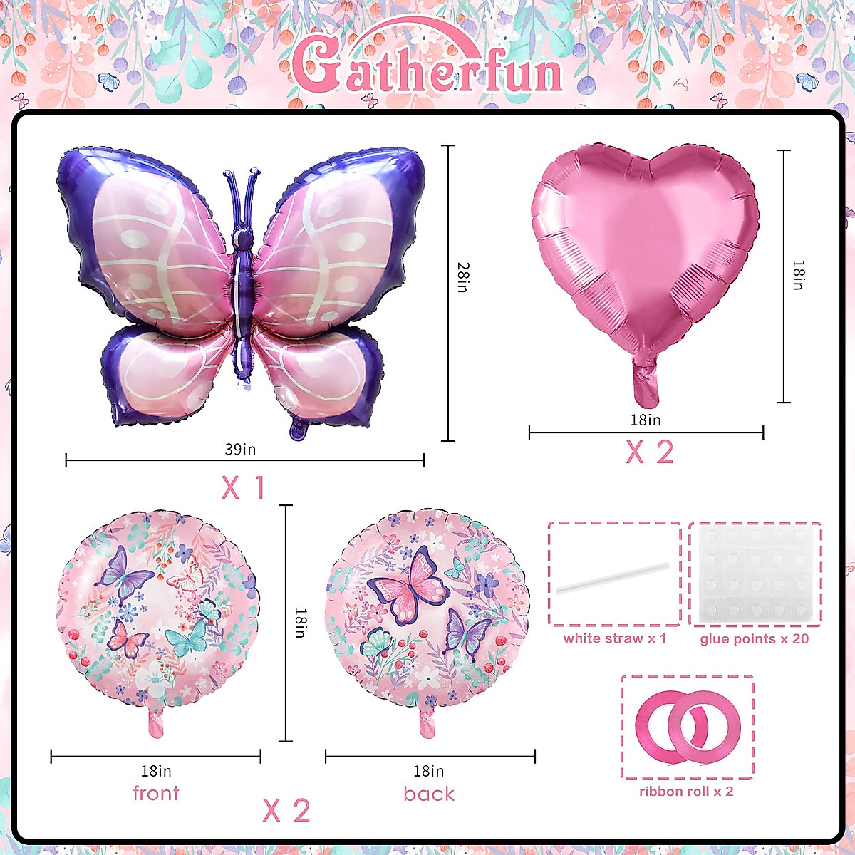 Butterfly Birthday Party Decorations Butterfly Foil Balloons for Butterfly Girl Party Birthday Decorations