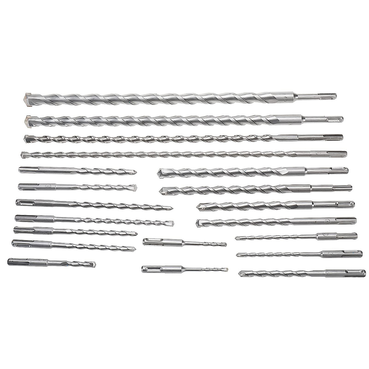 SDS Plus Rotary Hammer Drill Bits 20pcs SDS+ Carbide Tip Concrete Masonry Hole Tools with Storage Case Drill Bits Size Range 3/16"~13/16"