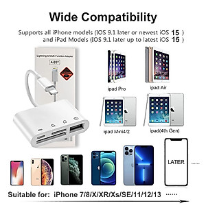 A-BST SD Card Reader Micro SD/SD Card Adapter 4 in 1 Trail Game Camera Card Viewer Reader 3.0 USB OTG Cable Compatible for iPhone/iPad Plug and Play