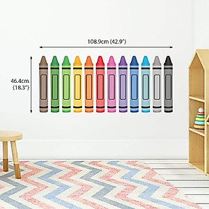 DECOWALL DW-1907 Colourful Crayons Kids Fabric Wall Stickers Wall Decals Peel and Stick Removable Wall Stickers for Kids Nursery Bedroom Living Room décor