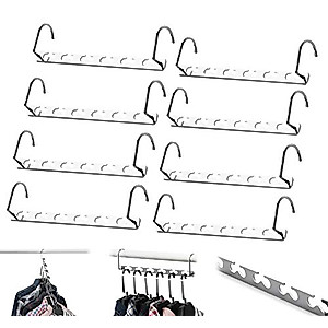 8 Pcs Space Saving Hangers Magic Hangers Metal Heavy Duty Hooks Closet Clothing Hanger Organizer, 10 inch