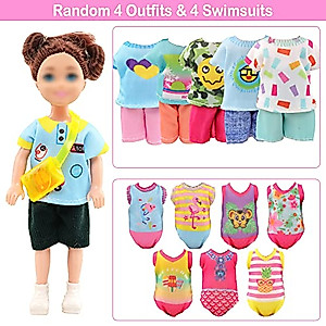 19 Pcs 6 inch Chelsea Doll Clothes and Accessories Including 4 Sets Fashion Dresses 4 Casual Tops and Pants Outifits 4 Swimsuits with 3 Shoes 2 Glasses 2 and Shoulder Bag