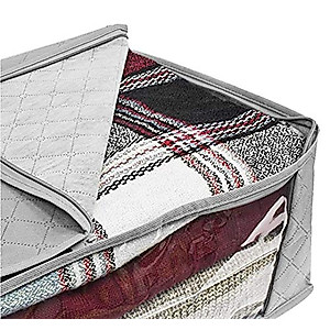 MMLL 1-Pack Fabric Clothes Storage Boxes, Bedding Large Storage Bags, Underbed Clothing Storage Box, Zipper Foldable Drawer Organizer, Used for Clothes, Blankets, Closets,19" L X 14" W X 8" H (Grey)