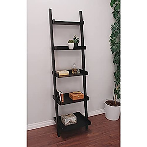 Kiera Grace Modern 5-Tier Wood Ladder Bookshelf, Black
