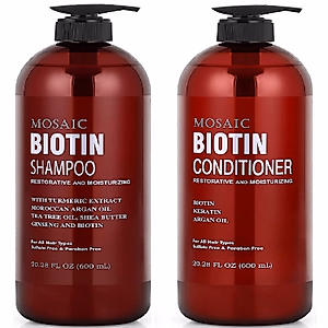 Biotin Shampoo and Conditioner Set for Hair Growth, Thinning Hair Treatment, Hair Thickening Products for Women & Men, Paraben & Sulfate Free, 20.2 FL Oz Each