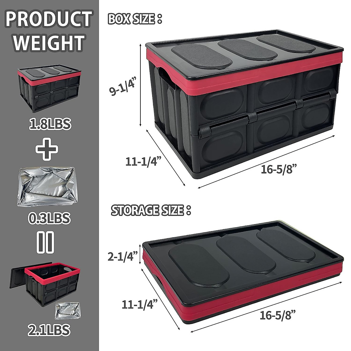 Sutekus Lidded Storage Bins Stackable 30L Storage Crates Collapsible Storage Box For Office Books Grocery Wardrobe (Black)