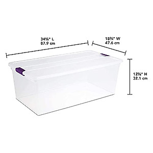 Sterilite 110 Qt ClearView Latch Storage Box, Stackable Bin with Latching Lid, Plastic Container Organize Clothes in Closet, Clear Base, Lid, 8-Pack