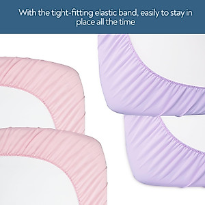 Changing Pad Cover for Girls 4 Pack, Baby Fitted Changing Table Cover Sheets, Soft Breathable for 32"x16" Diaper Change Table Pad, Bassinet Sheets Neutral - Pink and Purple