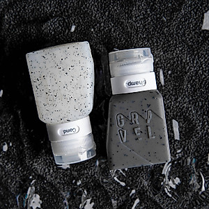 Gravel Travel Bottles TSA Approved 2-Pack 3 Oz Travel Bottles - Leakproof, Squeezable, BPA-Free Travel Bottles for Toiletries includes Label System for Travel Containers (Clear Speckle & Gray Speckle)