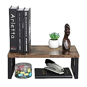 OROPY Vintage Wood Monitor Stand Riser, Multi-Purpose Desktop Storage Organizer Shelf for Laptop Computer, 15.7”L X 9”W X 5.5”H(Dark Brown)