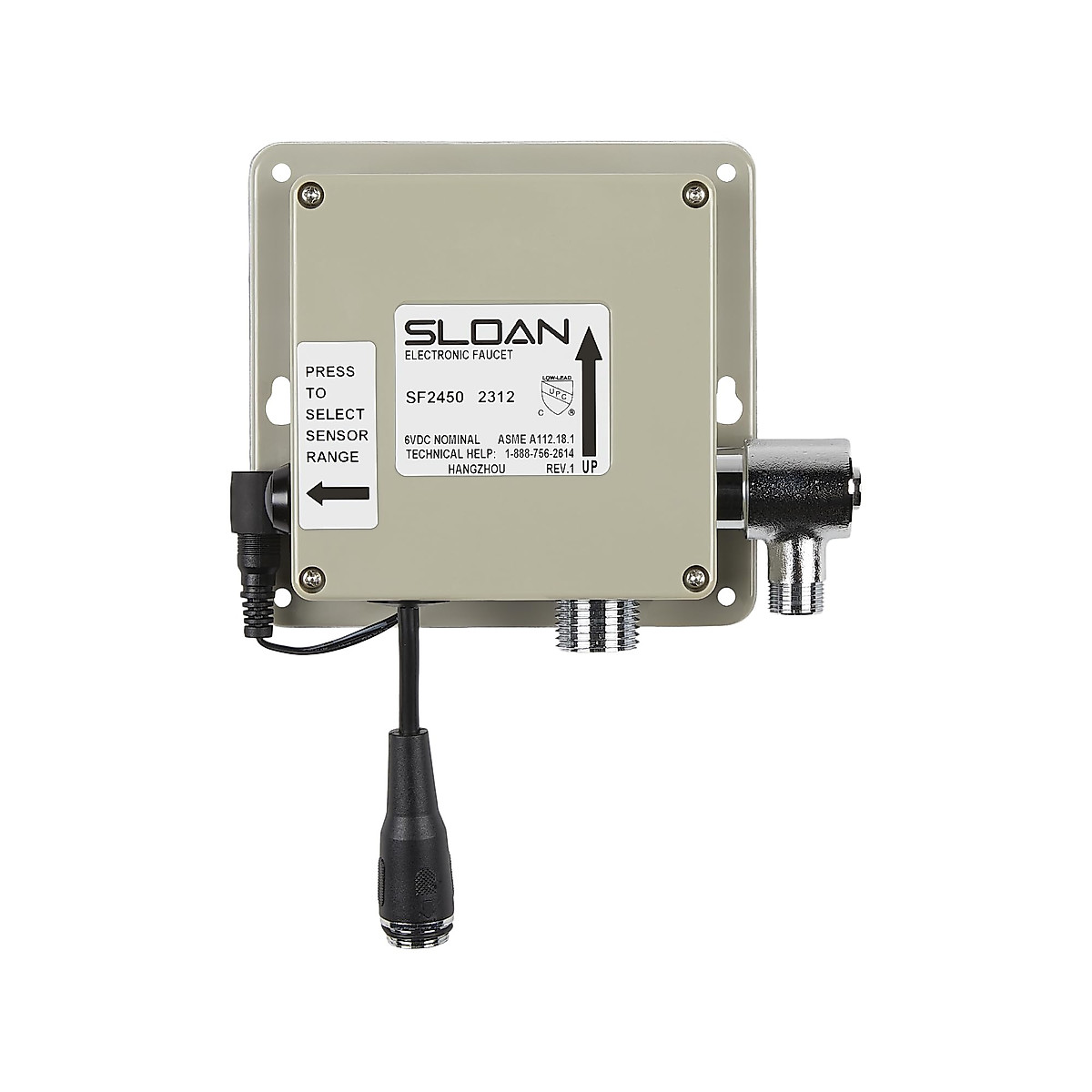 Sloan SF-2450 Sensor Activated Touch-Free Faucet, Commercial Grade with Mounting Hardware - 0.5 GPM Battery-Powered Deck-Mounted Mid Body, Polished Chrome Finish, 3362124