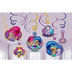 amscan Shimmer and Shine Foil Swirl Decorations | Shimmer and Shine Collections - 12pcs, Multicolor | Party Accessory (671653)