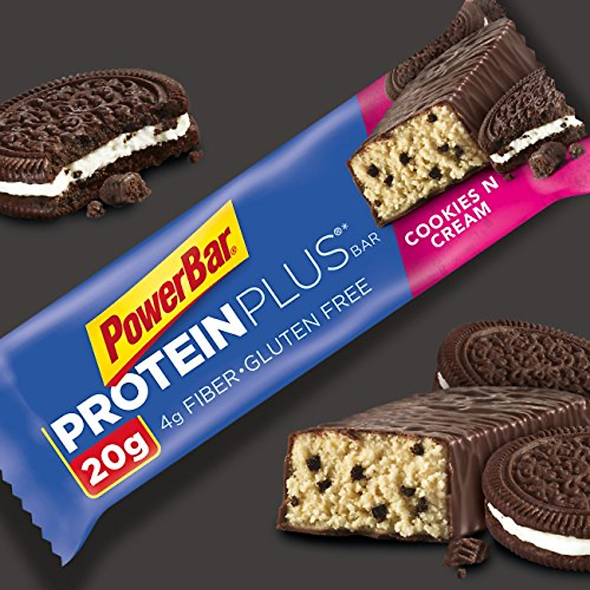 PowerBar Protein Plus Bar, Cookies & Cream, 2.12 Ounce (15 Count)