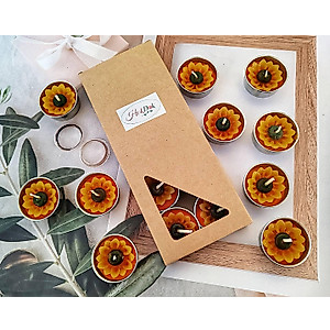 HukDok Flower Shape Tealight Candles for Birthday Party Home Décor Spa Wedding Anniversary Valentine's Day Mother's Day Celebration Baby Shower Decoration. (Sunflower)