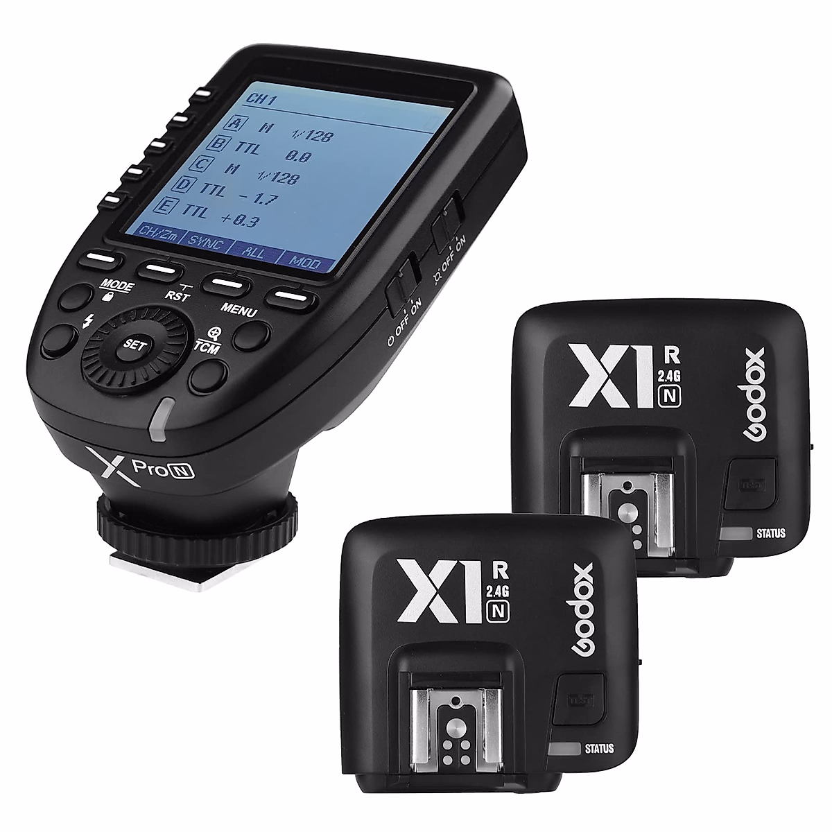 Godox Xpro-N 2.4G X System TTL Wireless Flash Trigger Transmitter & 2 x Godox X1R-N Controller Receiver Compatible for Nikon Flash…