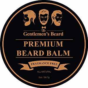 The Gentlemen's Premium Beard Balm - Fragrance Free - Leave-in Conditioner & Softener - All Natural - Styles, Strengthens, Thickens & Softens Promoting Healthier Beard & Mustache Growth