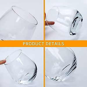 Stemless Wine Glasses Set of 12,16 OZ Stemless Wine Glass Cups,Clear Christmas Red Wine Glassware White Wine Glass Tumblers,Elegant Crystal Bourbon Glasses Water Cups for Wine,Whiskey