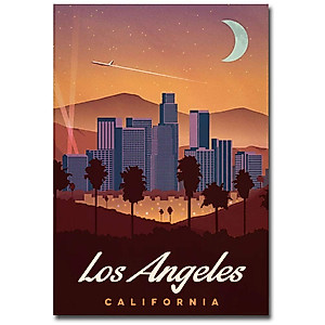 Los Angeles Vintage Travel Art Refrigerator Magnet Size 2.5" x 3.5"