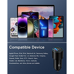 12 Volt USB Outlet, 30w+18w Dual Port USB C Car Charger, Super Fast Charging Cigarette Lighter Adapter Usbc Cargador Carro Auto Plug Phone Car Charger for Android Samsung Galaxy, Google, Apple iPhone