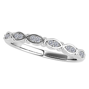 MauliJewels 0.10 Carat Round Diamond Wedding Band for women Engagement Anniversary Promiss 14K Solid White Rose Yellow Gold