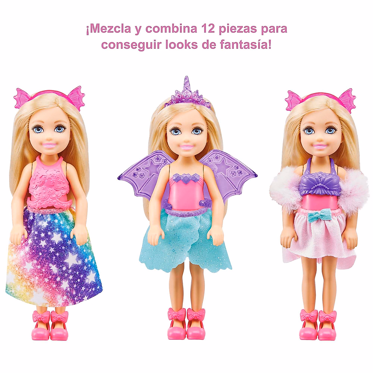 Barbie Dreamtopia Chelsea Doll & Dress-Up Set with 12 Fantasy Fashions & Accessories Themed to Royals, Mermaids, Unicorns & Dragons