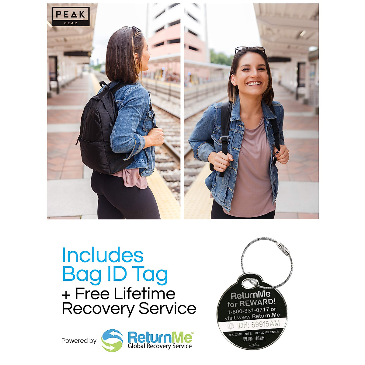 Peak Gear Foldable Backpack - Compact Packable Day Pack - Includes Lifetime Lost & Found ID