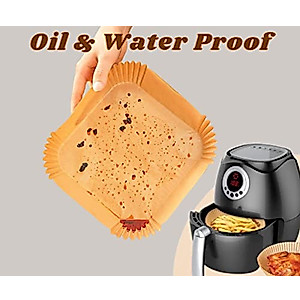 (100 pcs) Air Fryer Liners 7.9 Inches Square, Disposable Parchment Paper Liners| Compatible with Cosori, Chefman, Ninja, etc.| Easy Cleanup| AirFryer Liner Baskets| Essential Air Fryer Accessories