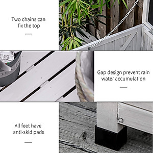 TZXTW 75 Gallon Wooden Deck Box, Outdoor Storage Container with Aerating Gap & Weather-Fighting Finish for Patio Furniture Cushions, Pool Accessories, Garden Tools, Grey