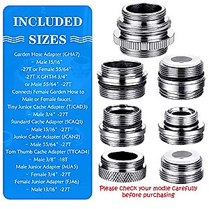 7 Pieces Faucet Adapter Kit, Kitchen Sink Brass Aerator Adapter Male/Female Faucet Adapter to Connect Garden Hose, Water Filter, Standard Hose via Diverter