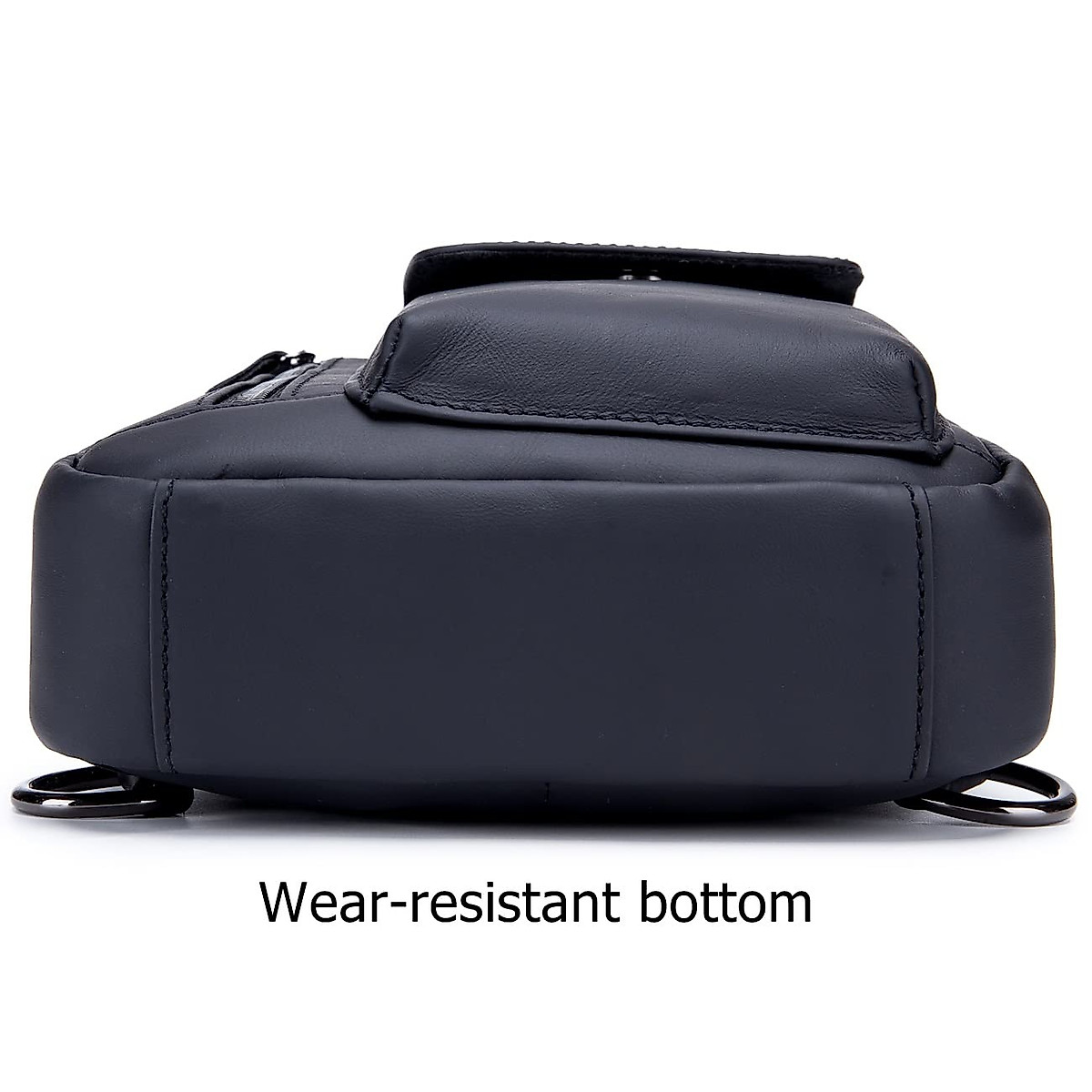 BULLCAPTAIN Men Genuine Leather Shoulder Sling Bag Daypack Casual Multi- pocket Crossbody Chest Bag Travel Hiking Backpacks (Black)