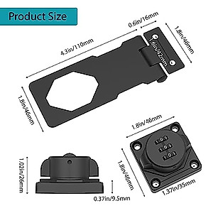 I-EASYDWW Cabinet Password Hasp Lock, Cabinet Keyless Lock with Screws, Cabinet Combination Lock for Small Door, Cabinets, Barn Door, Bathroom, Outdoor, Garage, Garden, Black
