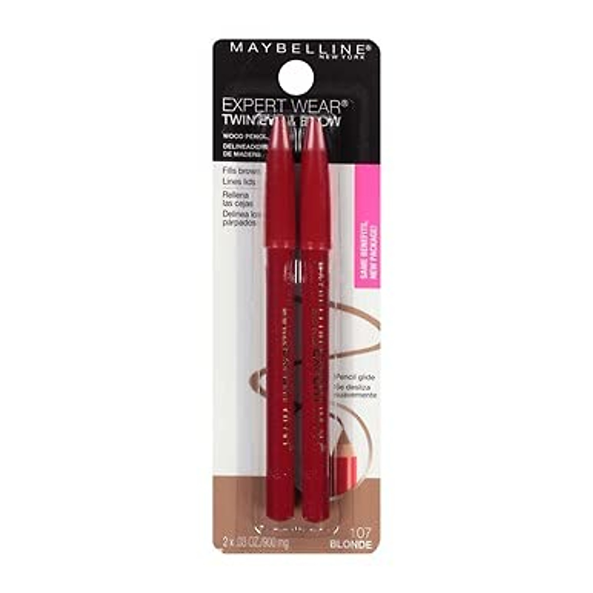 Maybelline Expert Eyes Brow And Eye Pencil, Blonde [107], 0.03 oz (Pack of 2)