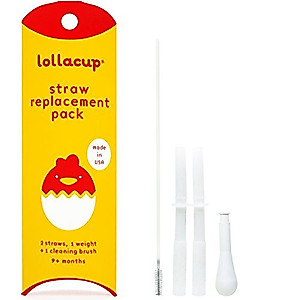 Lollaland Lollacup Straw Replacement Kit - Includes 2 Straws, 1 Weight & 1 Cleaning Brushes - Made in USA - BPA/BPS/PVC/Phthalate Free - Dishwasher Safe
