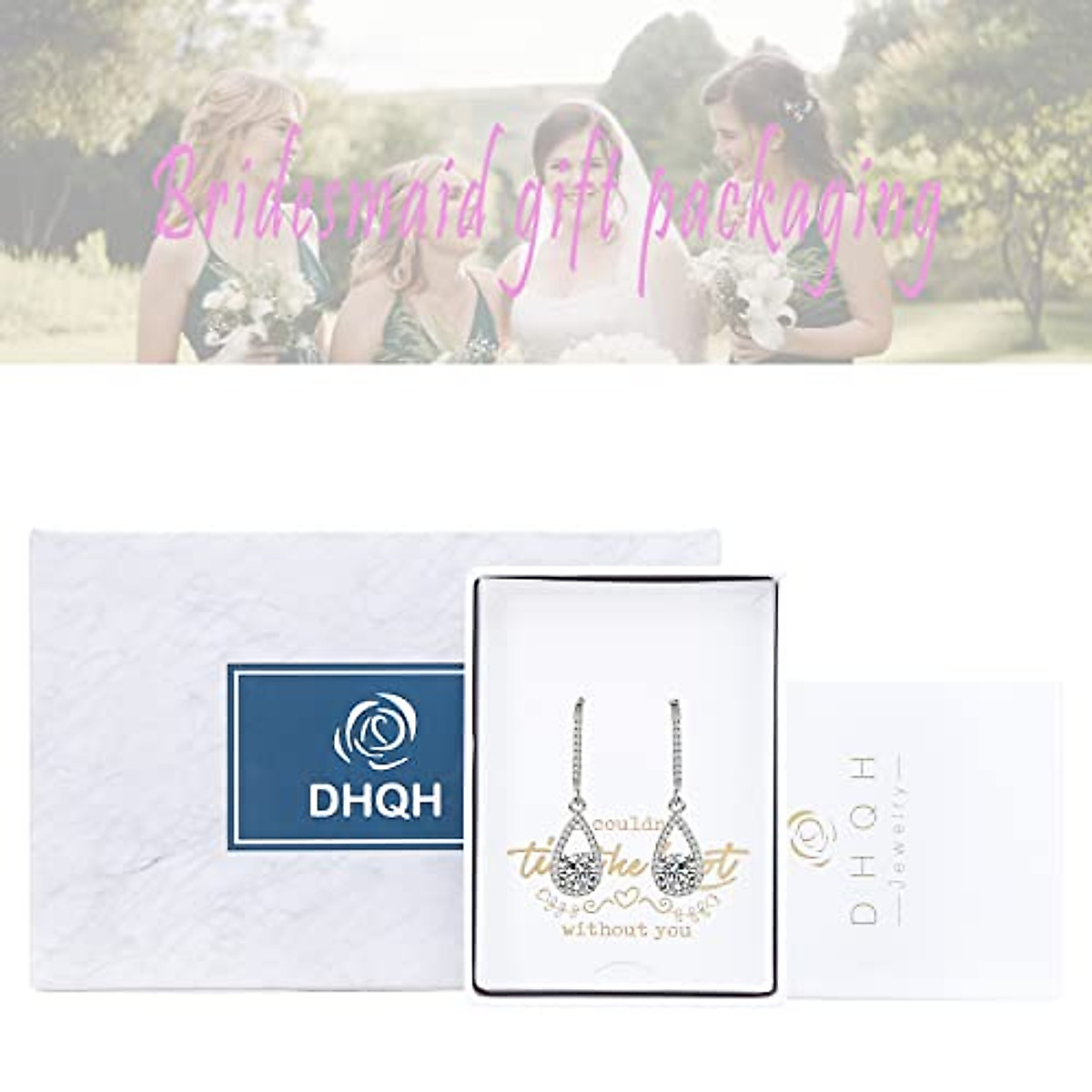 Bridesmaids Gift I Couldn't Say I Do Without You Teardrop Wedding Earrings Cubic Zirconia Dangle Drop Earring Bridesmaid Proposal Gifts Set of 6