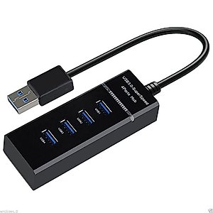 YDC 4 Port USB 3.0 Multi High Speed HUB Splitter Expansion Desktop PC Laptop Adapter Compatible with PC Max OS and Linux