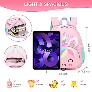 Mini Toddler Backpack for Girls Kids Backpack for Perschool with Toddler Harness Leashes 3D Cartoon Unicorn Kindergarten Schoolbag for Little Girl Boy Ages 12M+