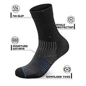 PAPLUS Compression Running Sock for Men and Women 3 Pairs, Cushioned Athletic Crew Socks with Arch Support